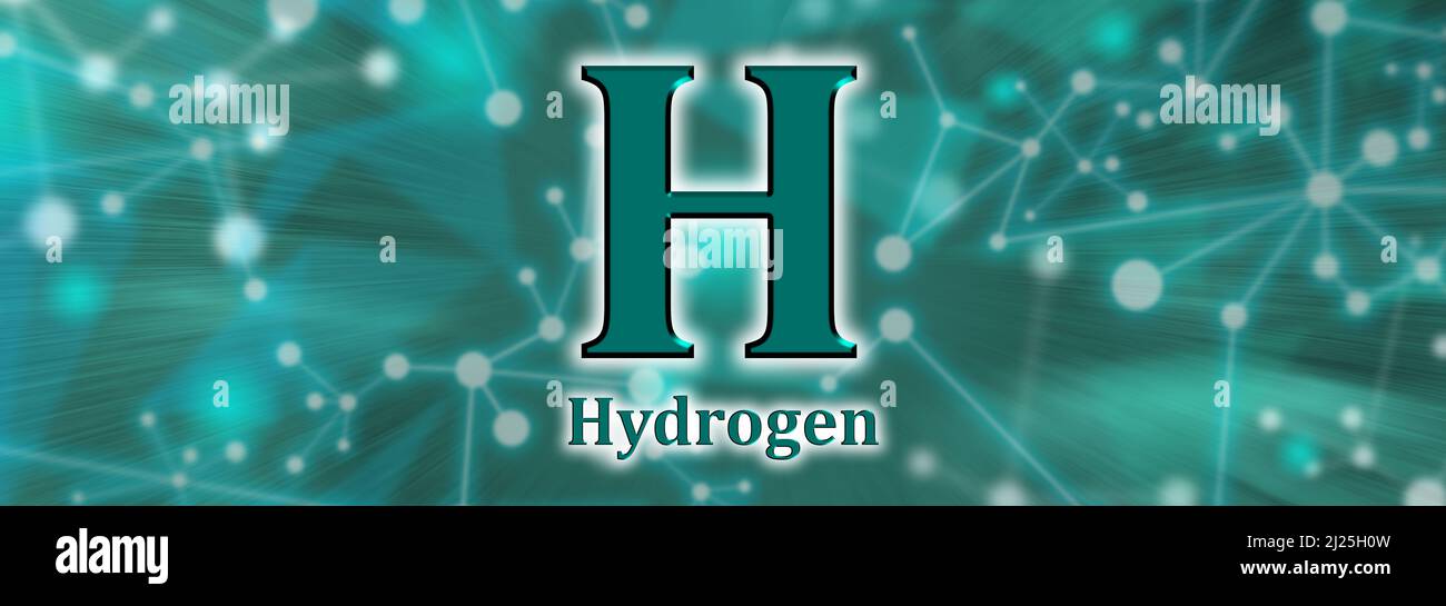 H symbol. Hydrogen chemical element on green network background Stock ...