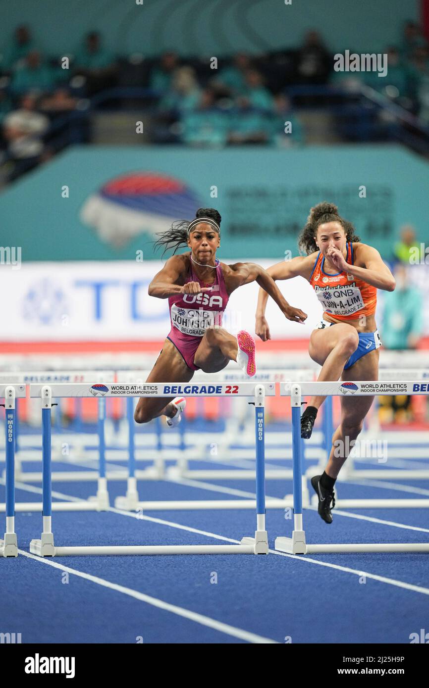 Alaysha Johnson participating in the Belgrade 2022 World Indoor ...