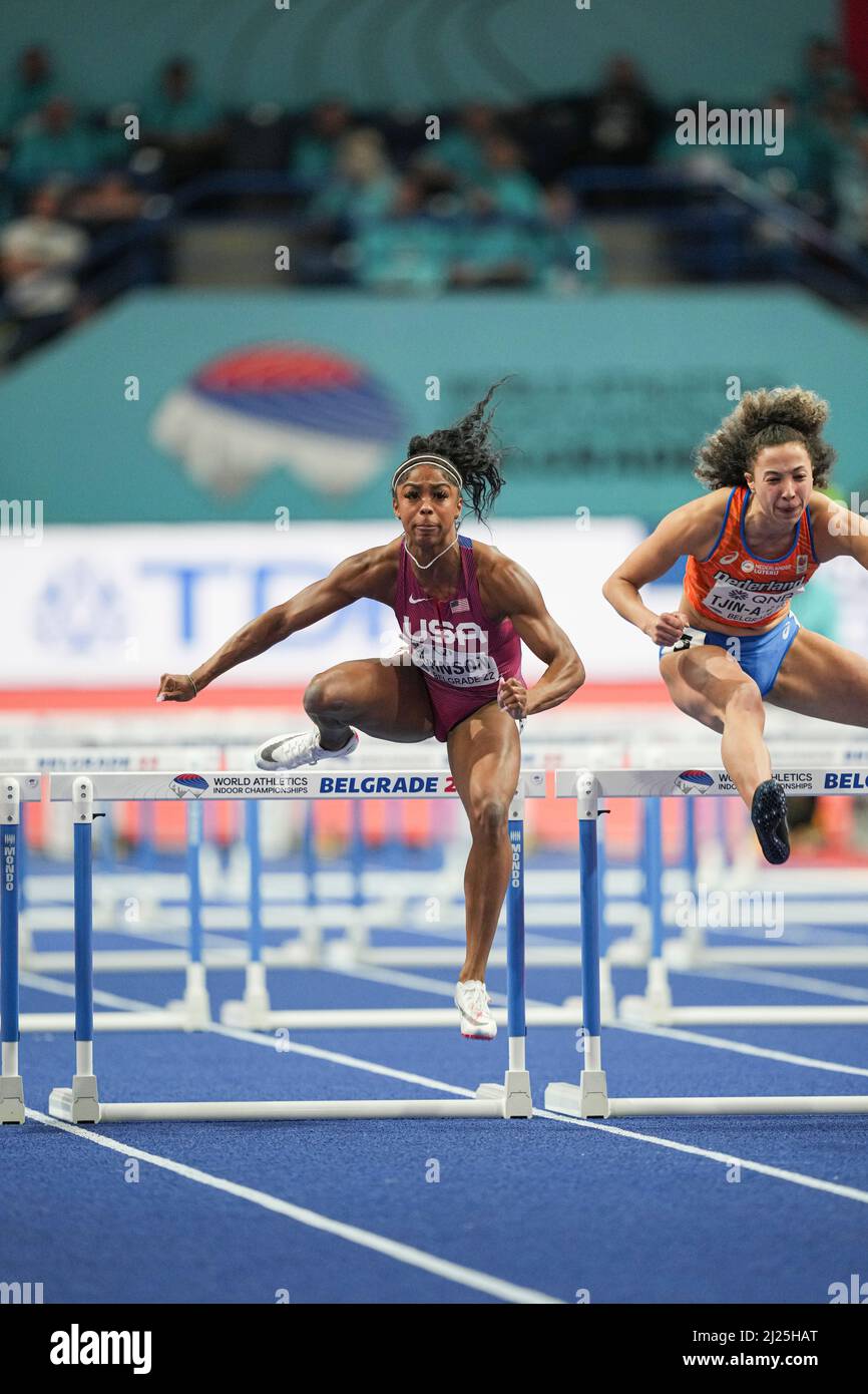 Alaysha Johnson participating in the Belgrade 2022 World Indoor ...