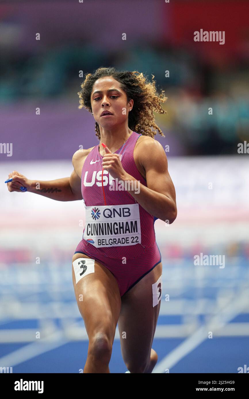 Gabriele Cunningham participating in the Belgrade 2022 World Indoor ...