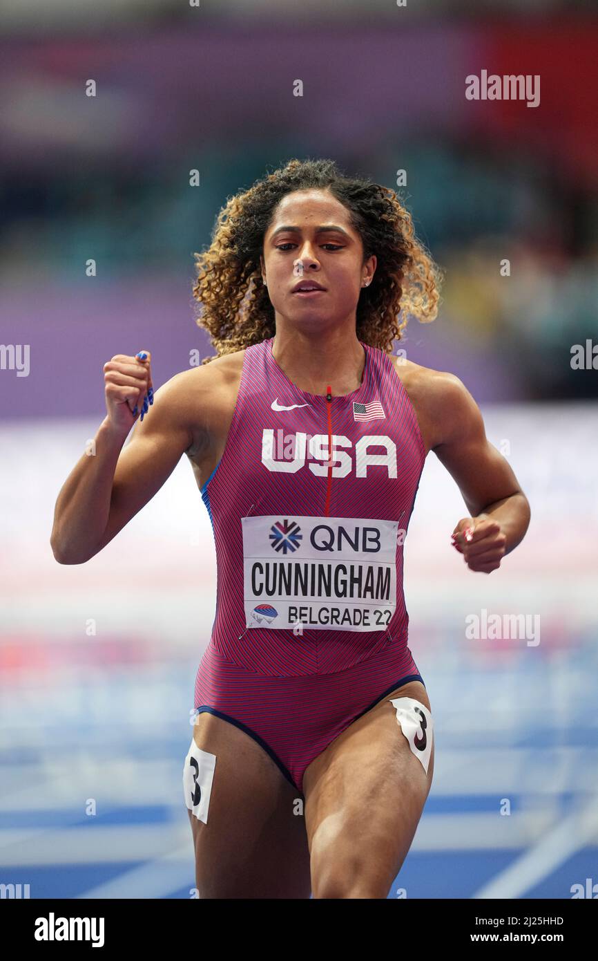 Gabriele Cunningham participating in the Belgrade 2022 World Indoor ...