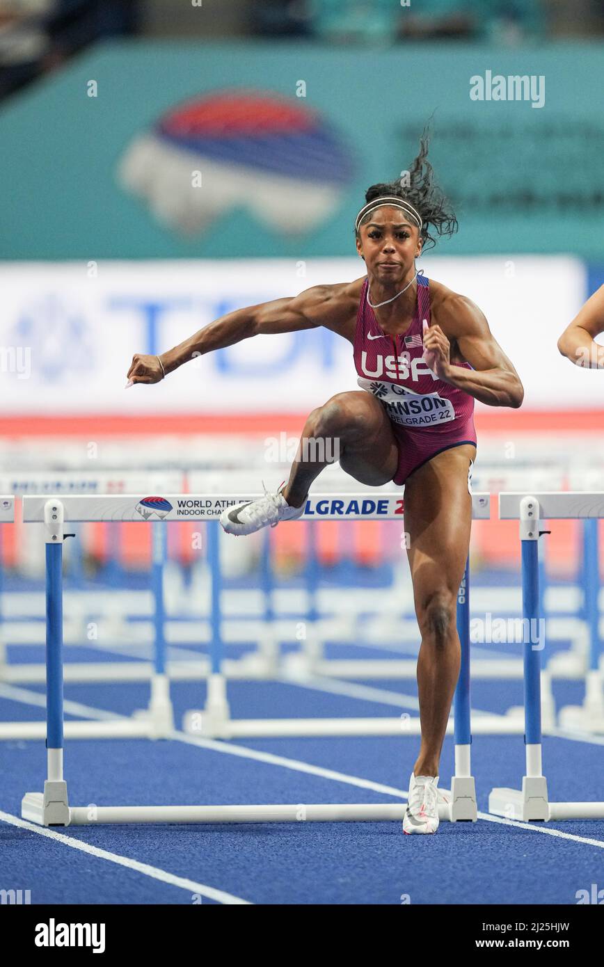 Alaysha Johnson participating in the Belgrade 2022 World Indoor ...