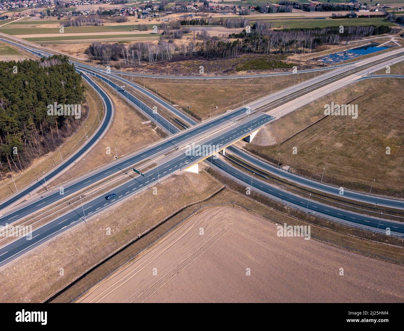 Highway, intersection shown from above, Poland Stock Photo - Alamy
