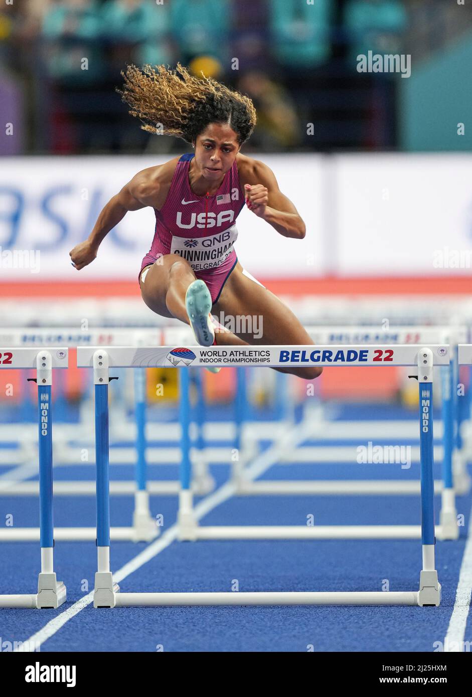 Gabriele Cunningham participating in the Belgrade 2022 World Indoor ...