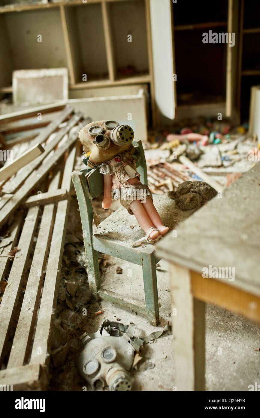 Broken, destroyd, abandoned kindergarten in Chernobyl Exclusion Zone ...