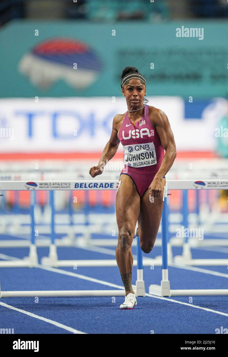Alaysha Johnson participating in the Belgrade 2022 World Indoor ...