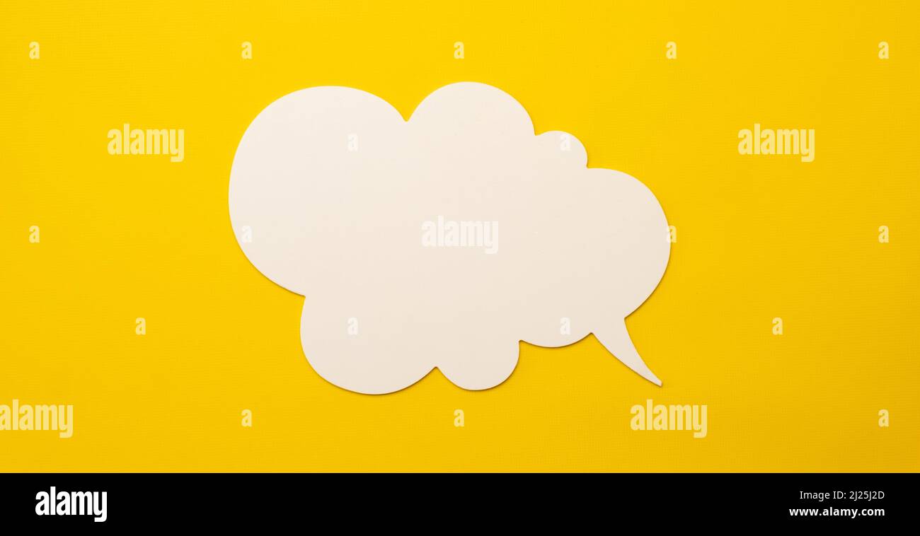 Thought white bubble isolated on yellow background with copyspace ...