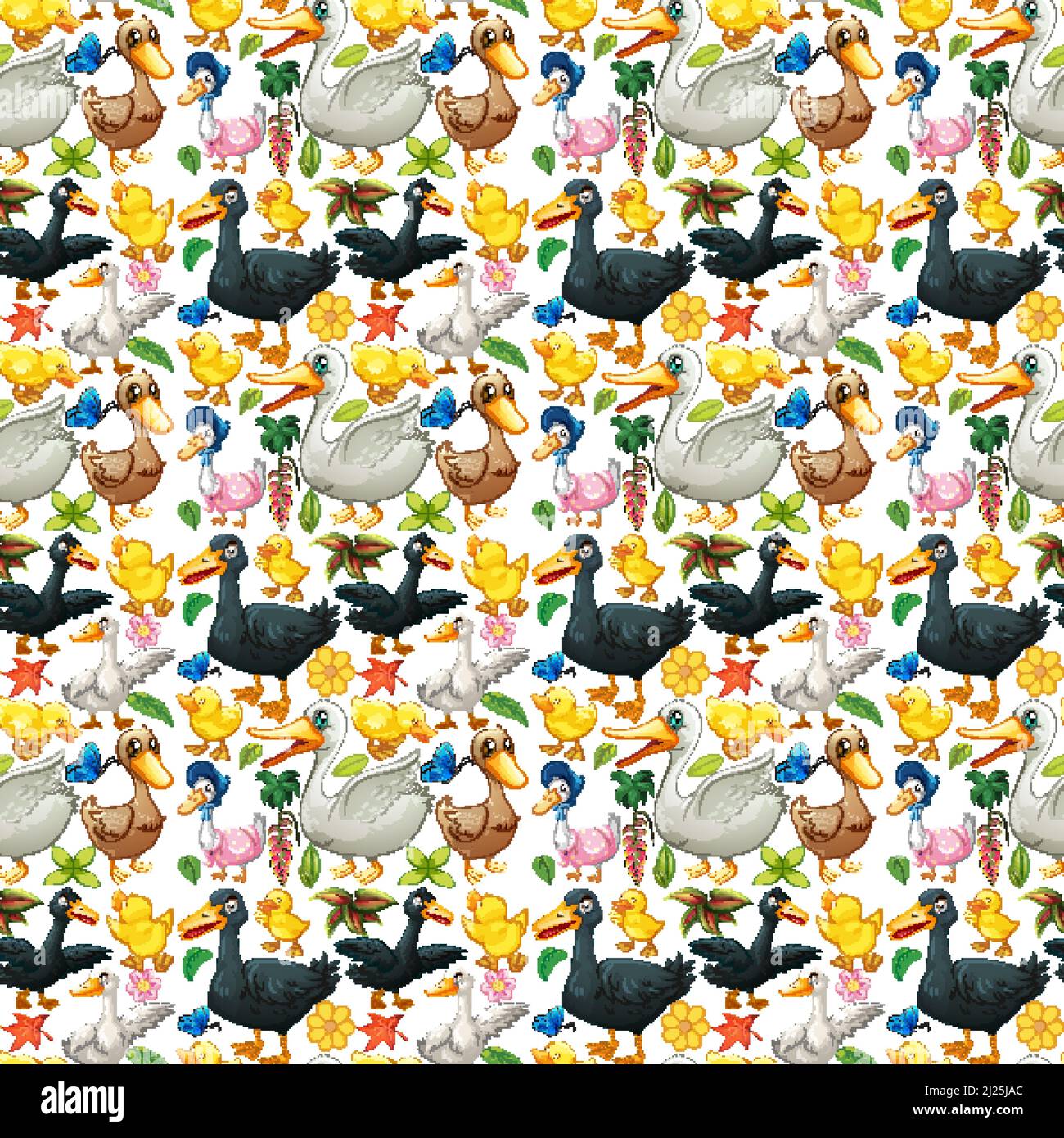 Seamless background with ducks and ducklings illustration Stock Vector ...