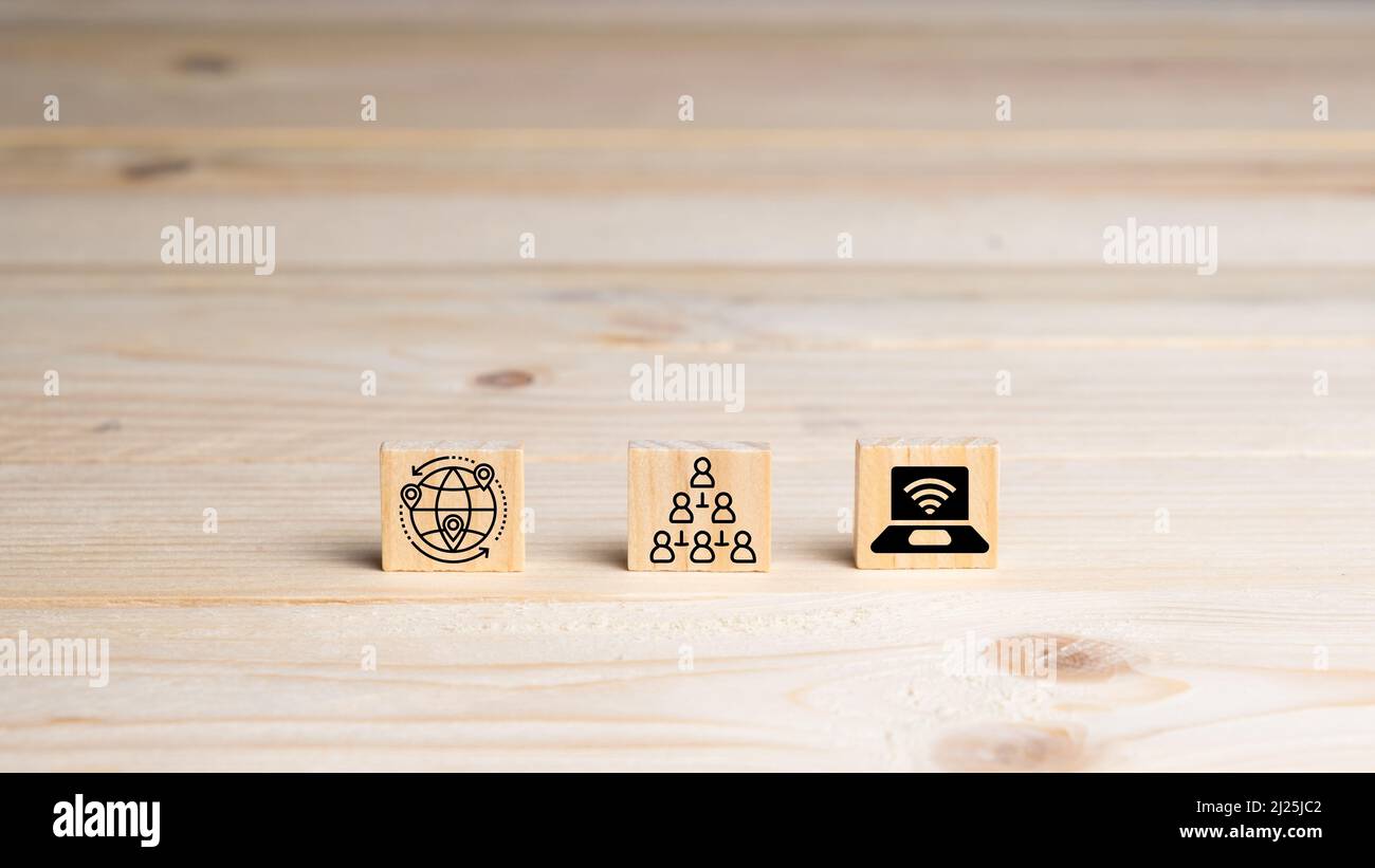 Wooden blocks with symbol of globalization concept Stock Photo - Alamy
