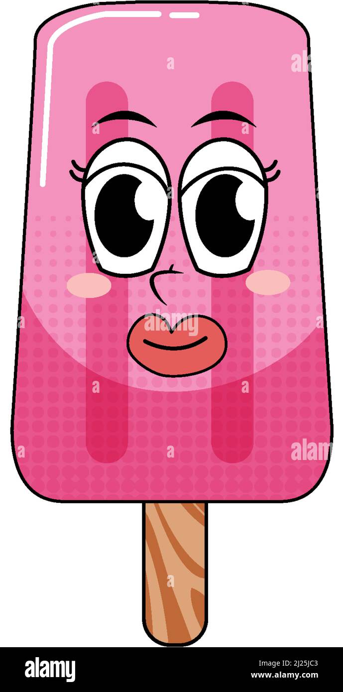 Pink popsicle with happy face illustration Stock Vector Image & Art - Alamy