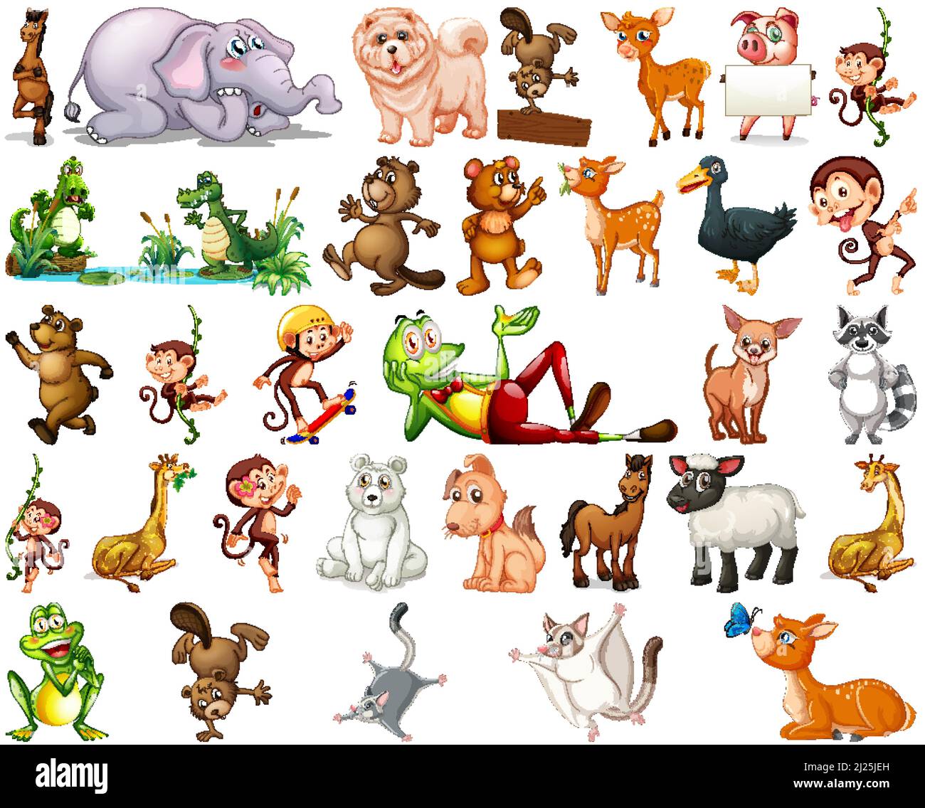 Set of animal cartoon character illustration Stock Vector Image & Art ...