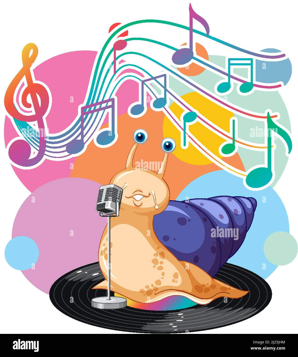Singer snail with music melody symbols cartoon illustration Stock ...