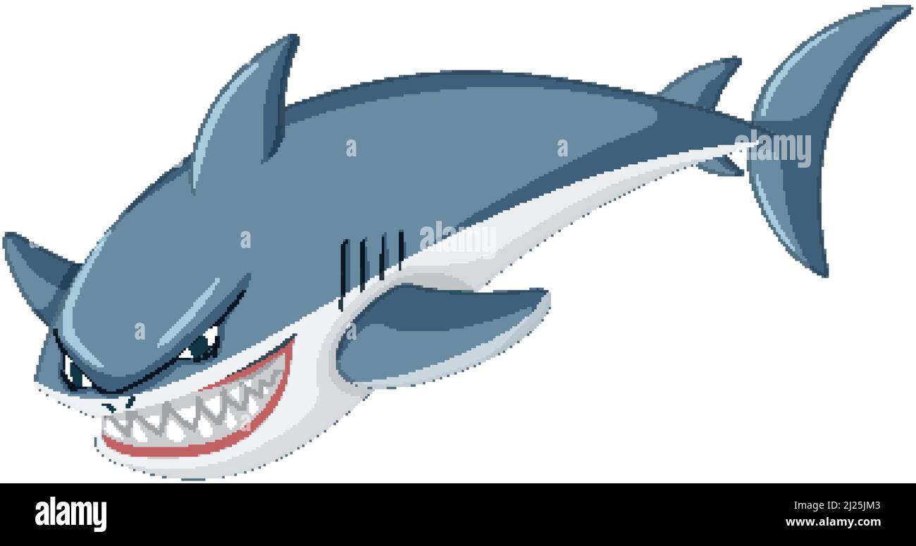 Aggressive great white shark cartoon illustration Stock Vector Image ...