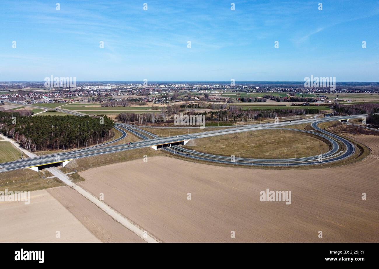 Crossing of fast motion roads captured from above Stock Photo - Alamy