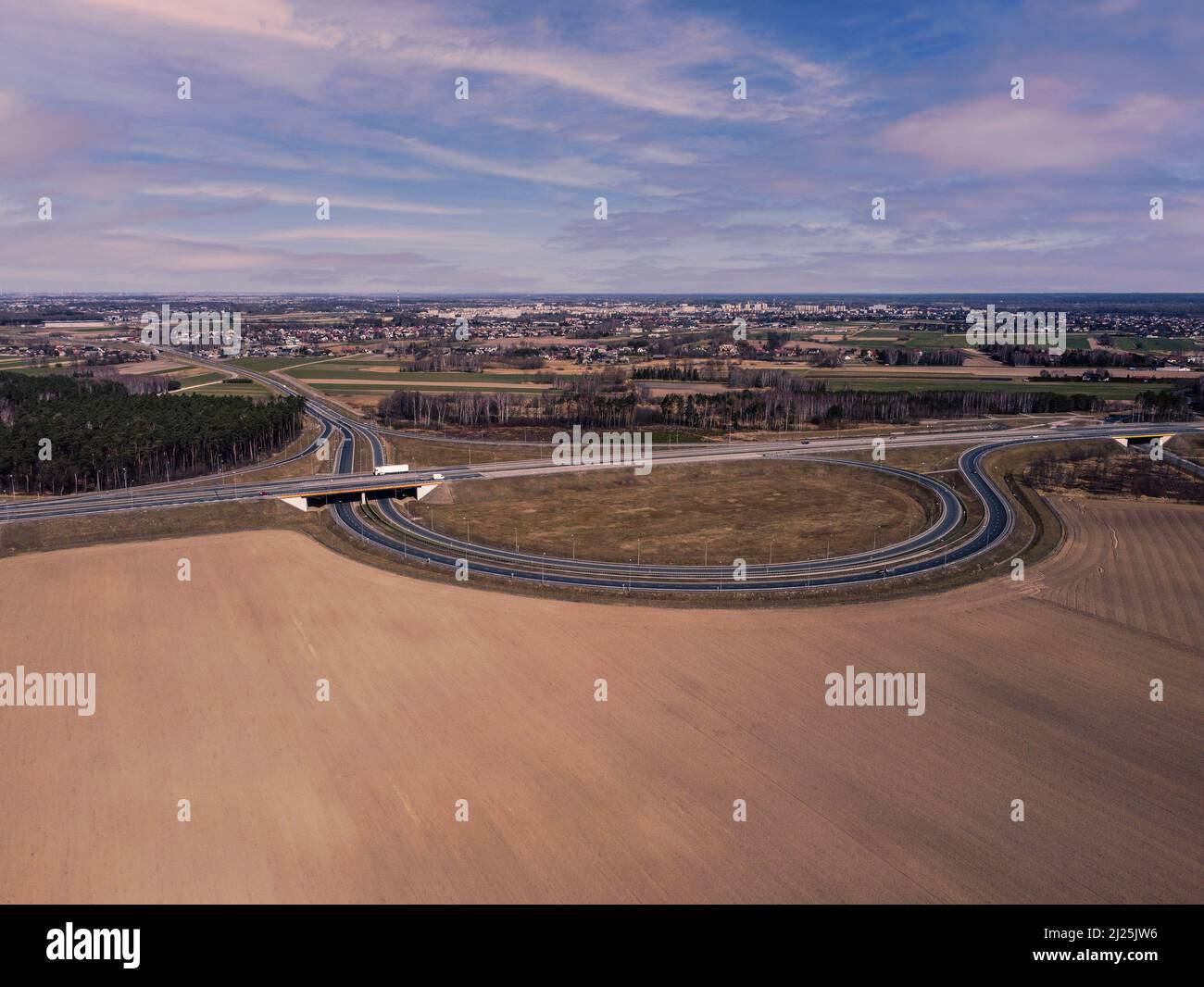 Crossing of fast motion roads captured from above Stock Photo - Alamy