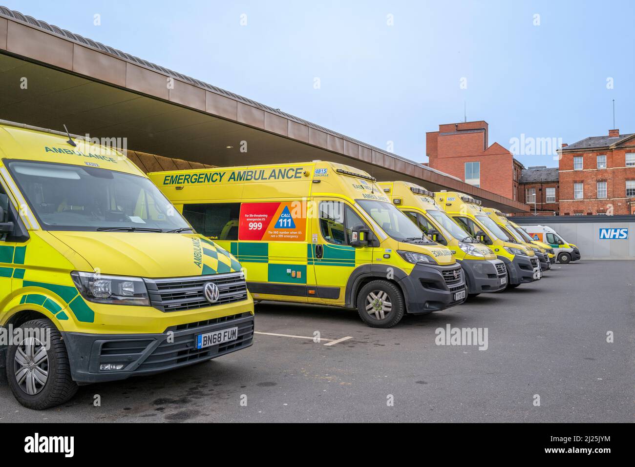 A row of Ambulances ready to be dispatched Stock Photo - Alamy