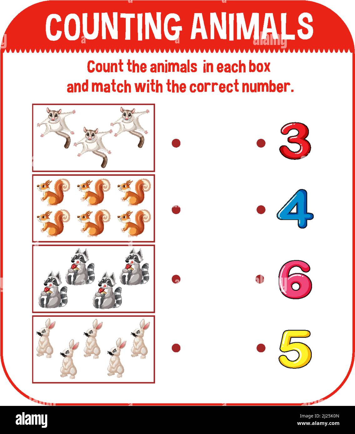 Worksheet design for counting animals illustration Stock Vector Image ...