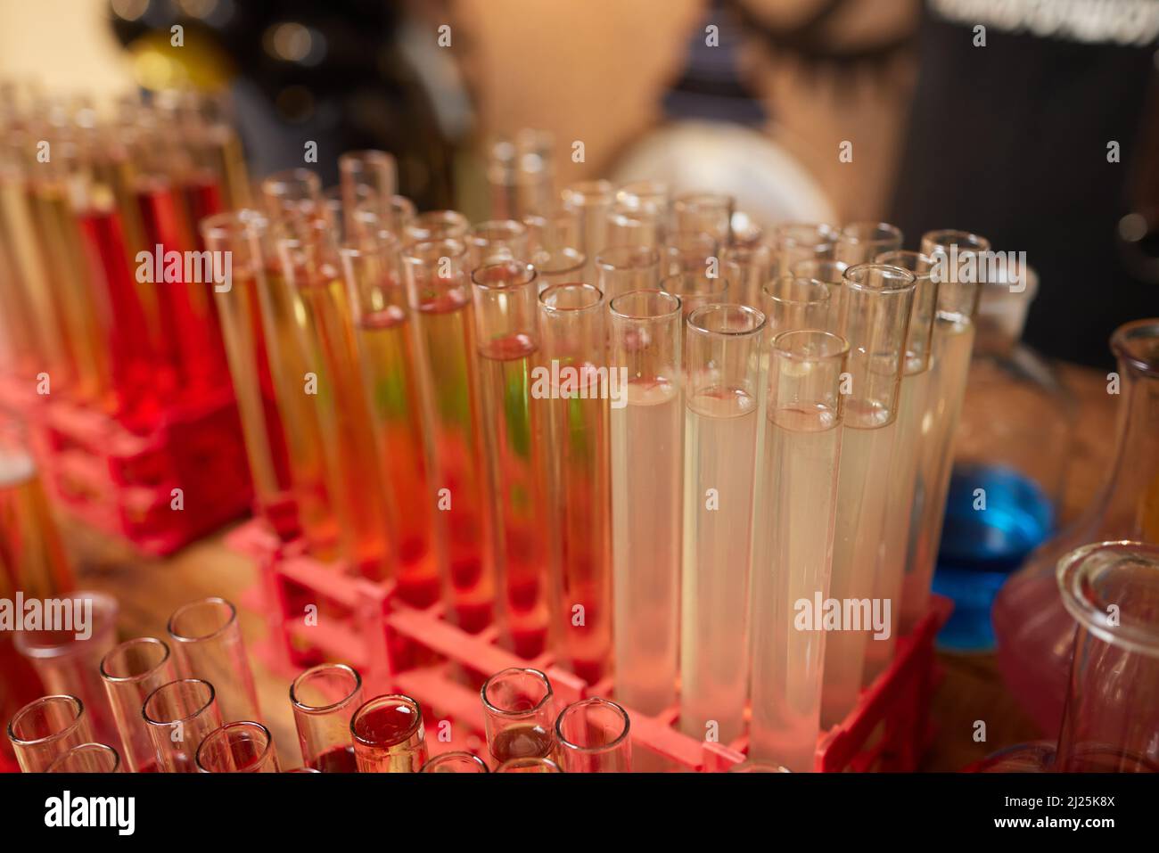Laboratory glassware with alcohol cocktail's on chemical party Stock ...