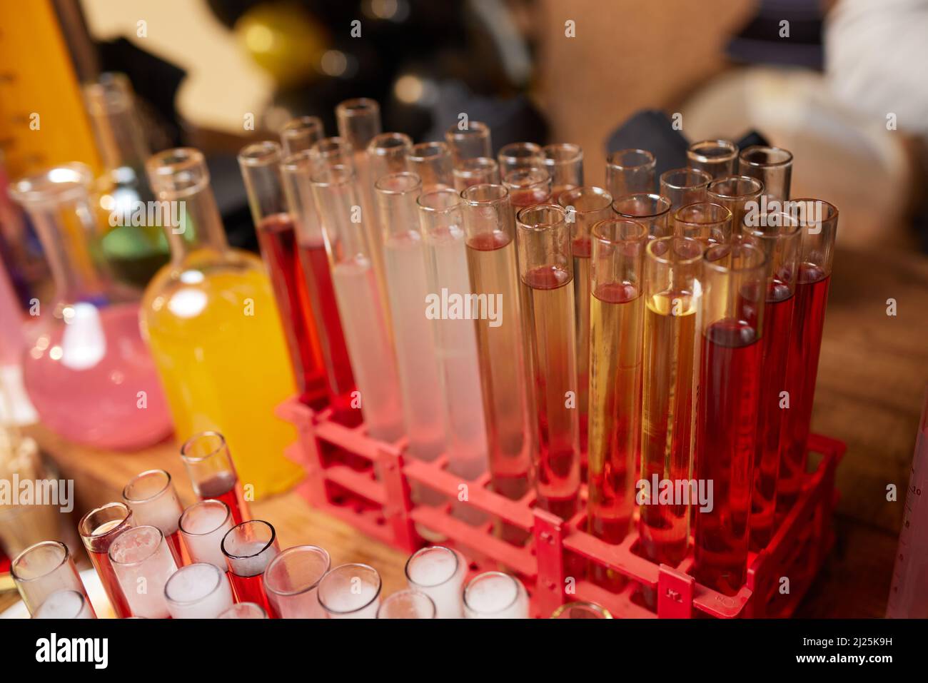 Laboratory glassware with alcohol cocktail's on chemical party Stock ...