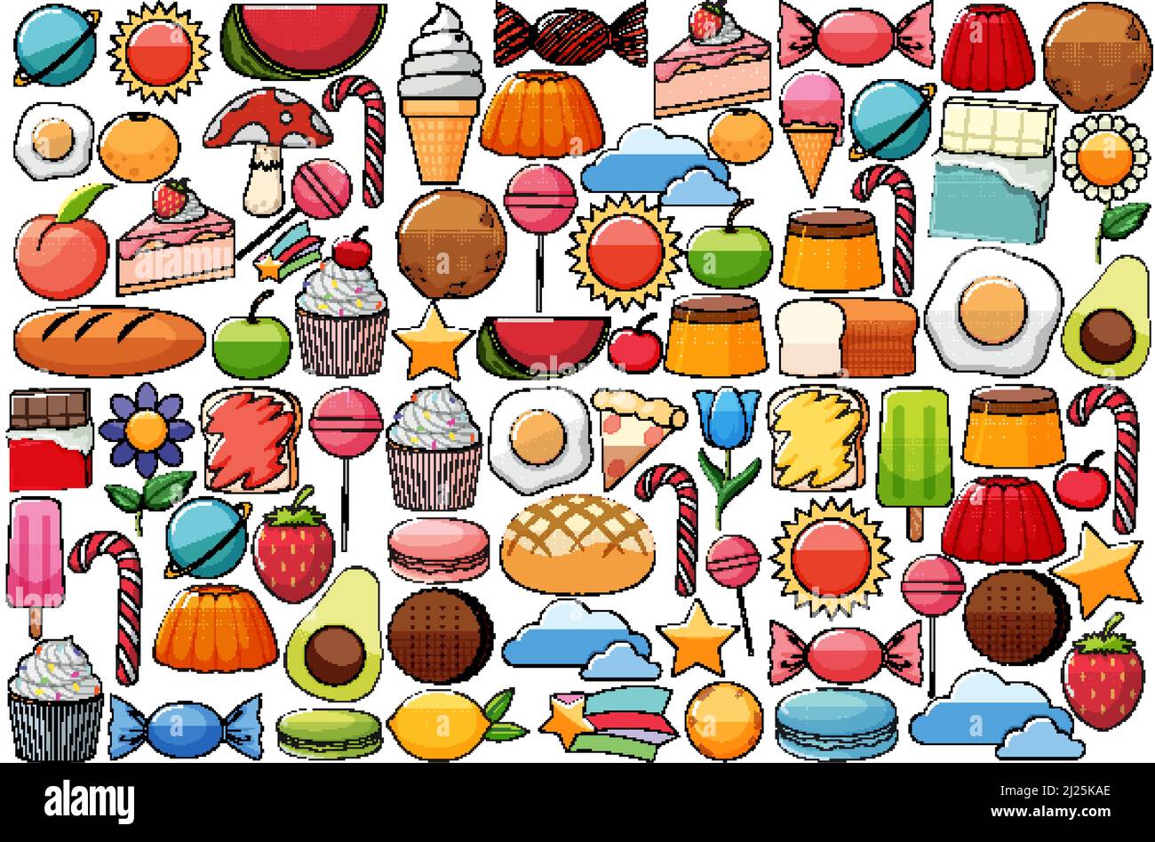 Set of vintage style cartoon on white background illustration Stock ...