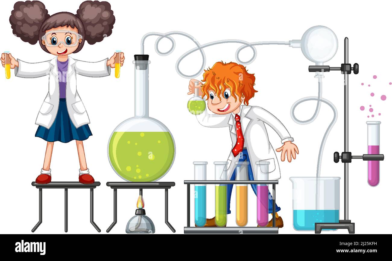 Scientist doing science experiment in the lab illustration Stock Vector ...
