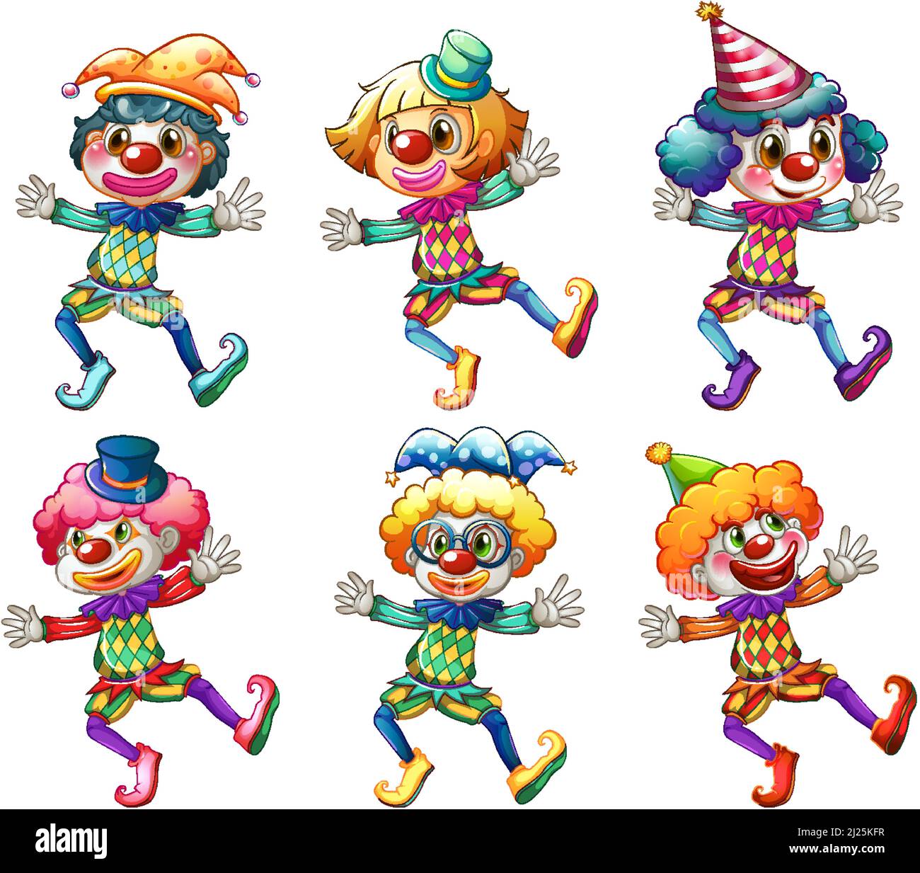 Set of clown cartoon character illustration Stock Vector Image & Art ...