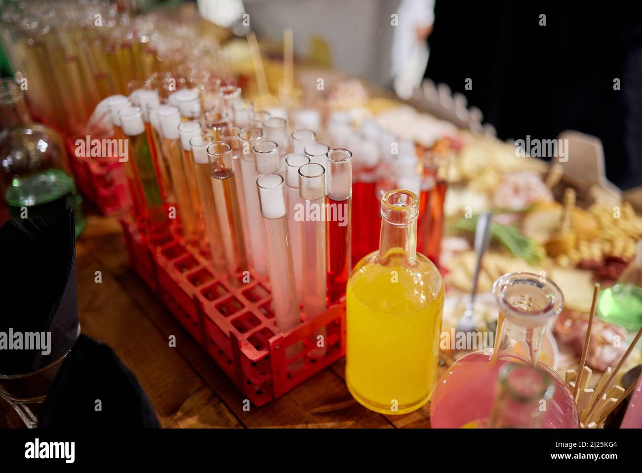 Laboratory glassware with alcohol cocktail's on chemical party Stock ...