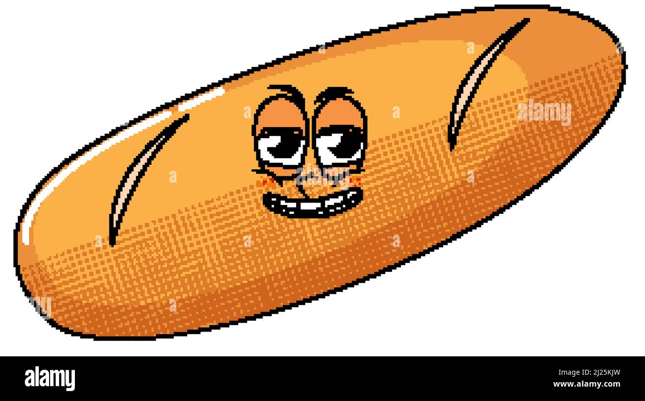 A bread cartoon character on white background illustration Stock Vector ...