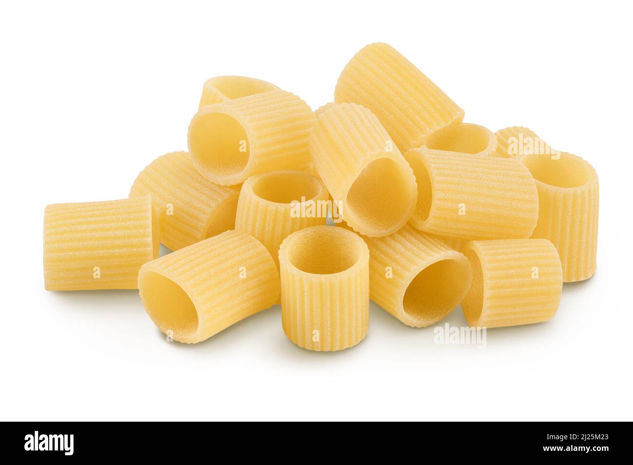 raw italian pasta in wooden bowl isolated on white background with ...