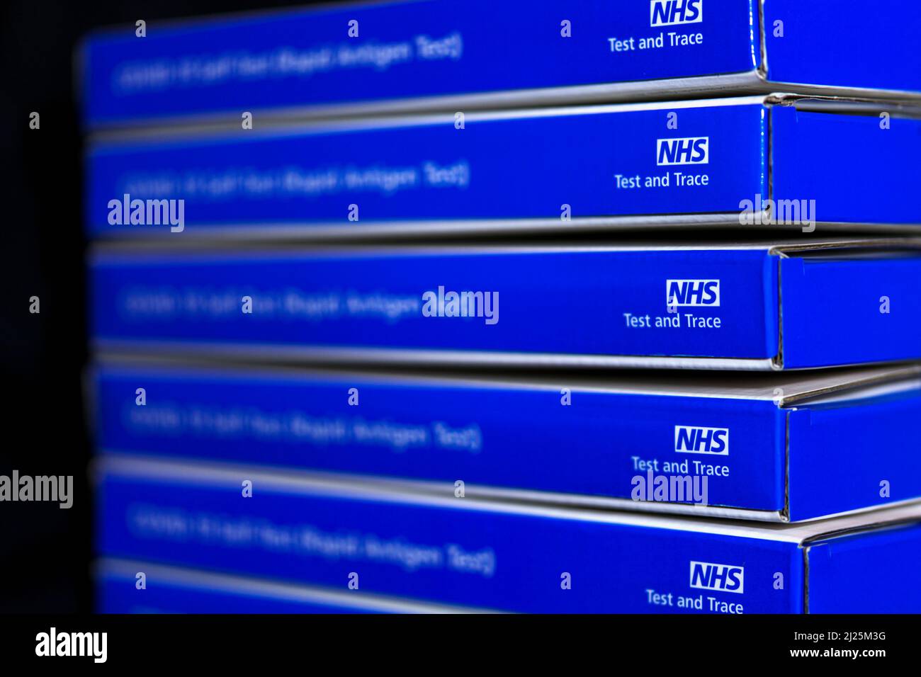 Blue NHS Covid-19 lateral flow test kit boxes / rapid lateral flow ...
