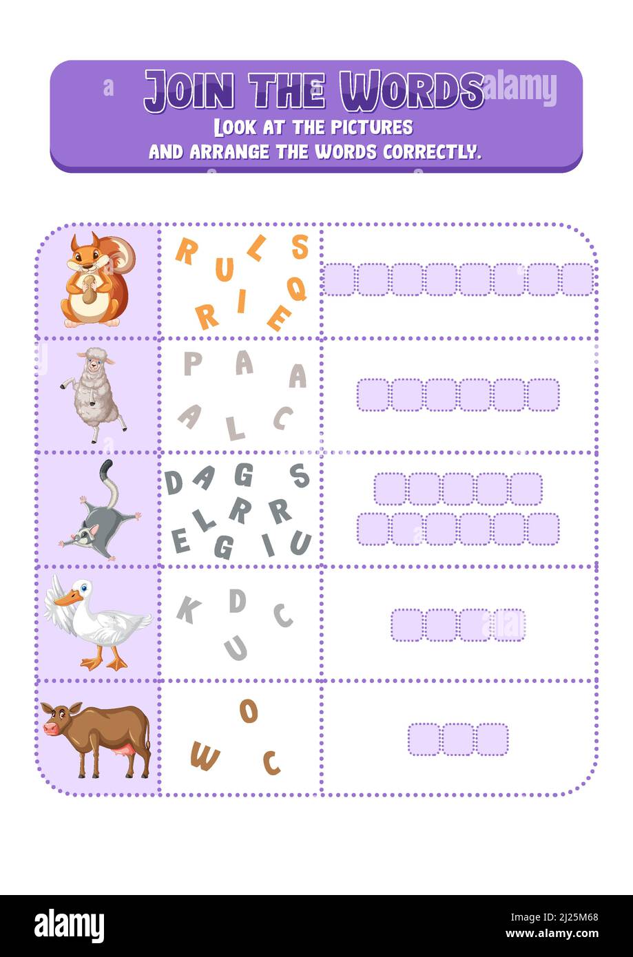 Arrange the letters in order with pictures illustration Stock Vector ...