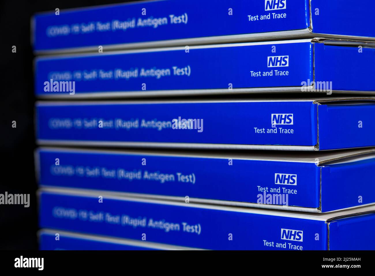 Blue NHS Covid-19 lateral flow test kit boxes / rapid lateral flow ...