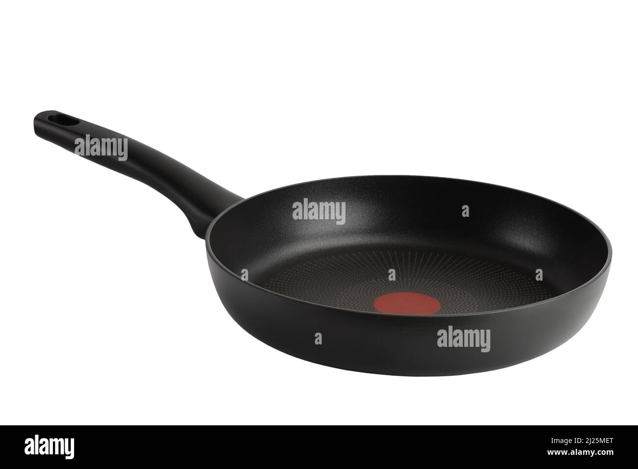 black frying pan with a non-stick coating isolated on white background ...