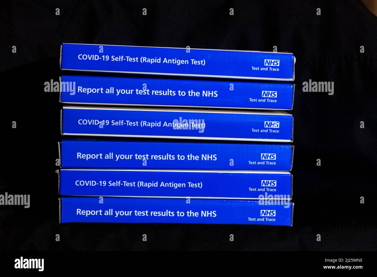 Blue NHS Covid-19 lateral flow test kit boxes / rapid lateral flow ...
