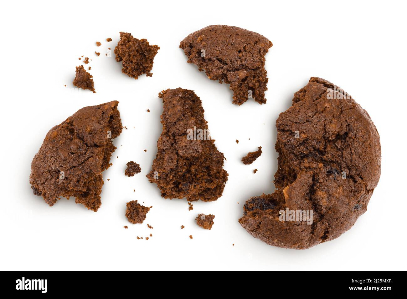 chocolate cookies broken isolated on white background with clipping ...