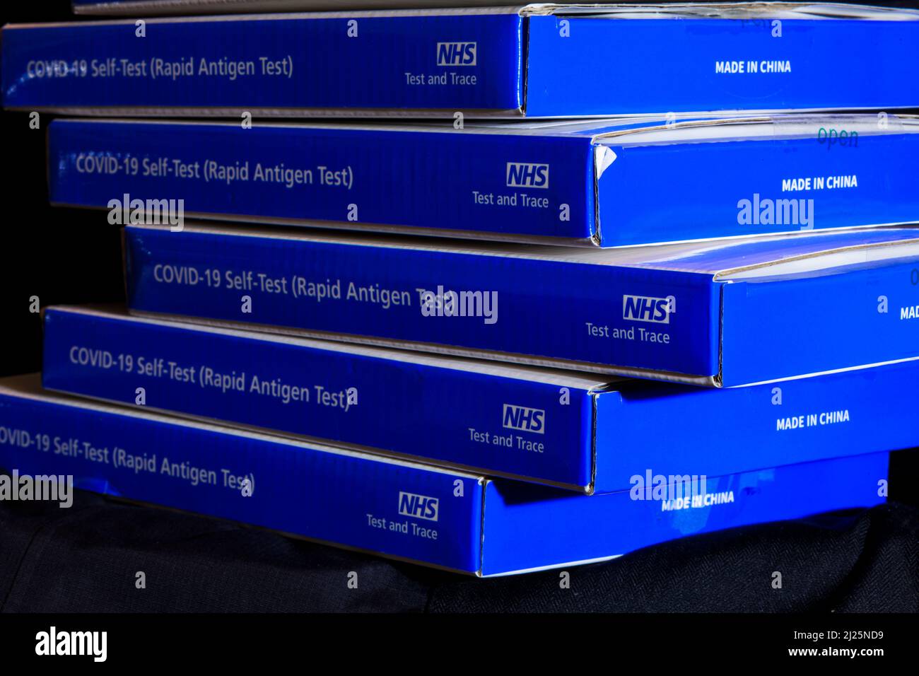 Blue NHS Covid-19 lateral flow test kit boxes / rapid lateral flow ...