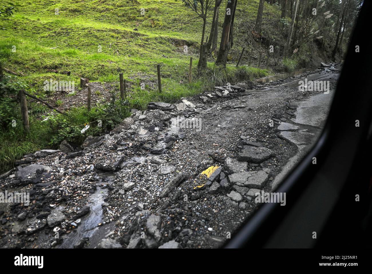 Damaged road in Southern Ecuador Stock Photo - Alamy