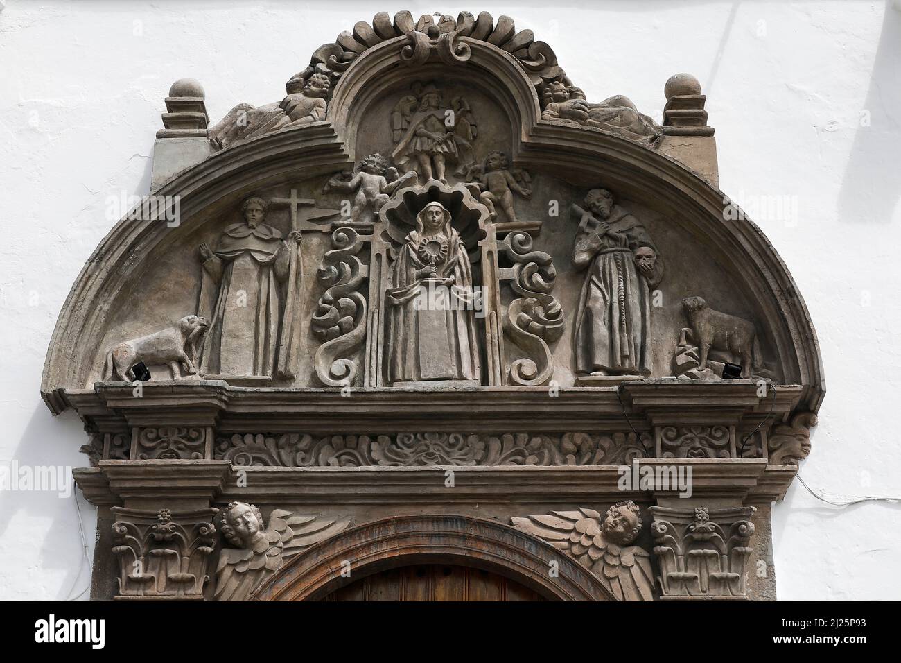 Santa Clara monastery tympanum, Quito, Ecuador Stock Photo - Alamy