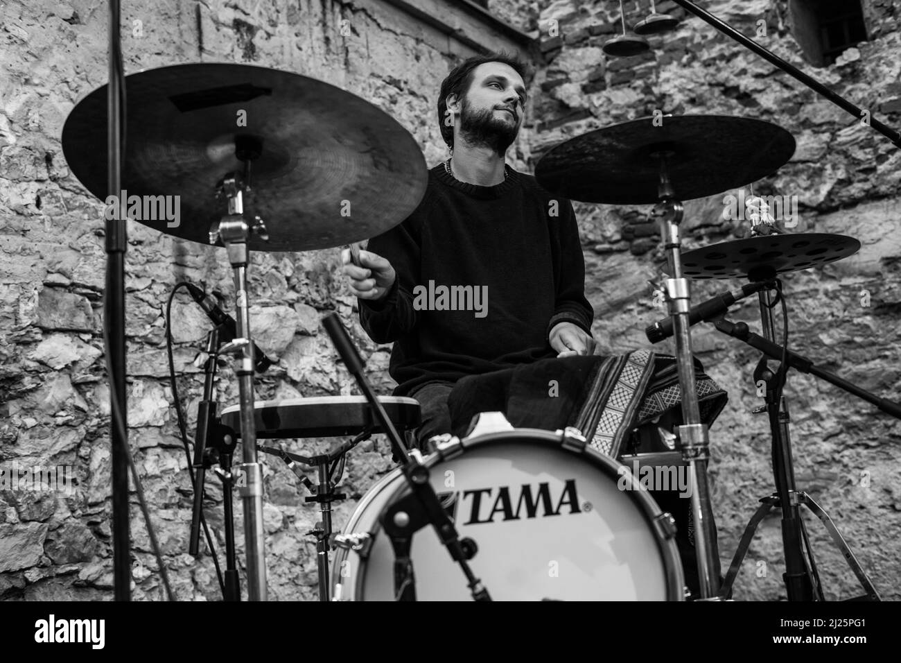 Rock drum solo Black and White Stock Photos & Images - Alamy