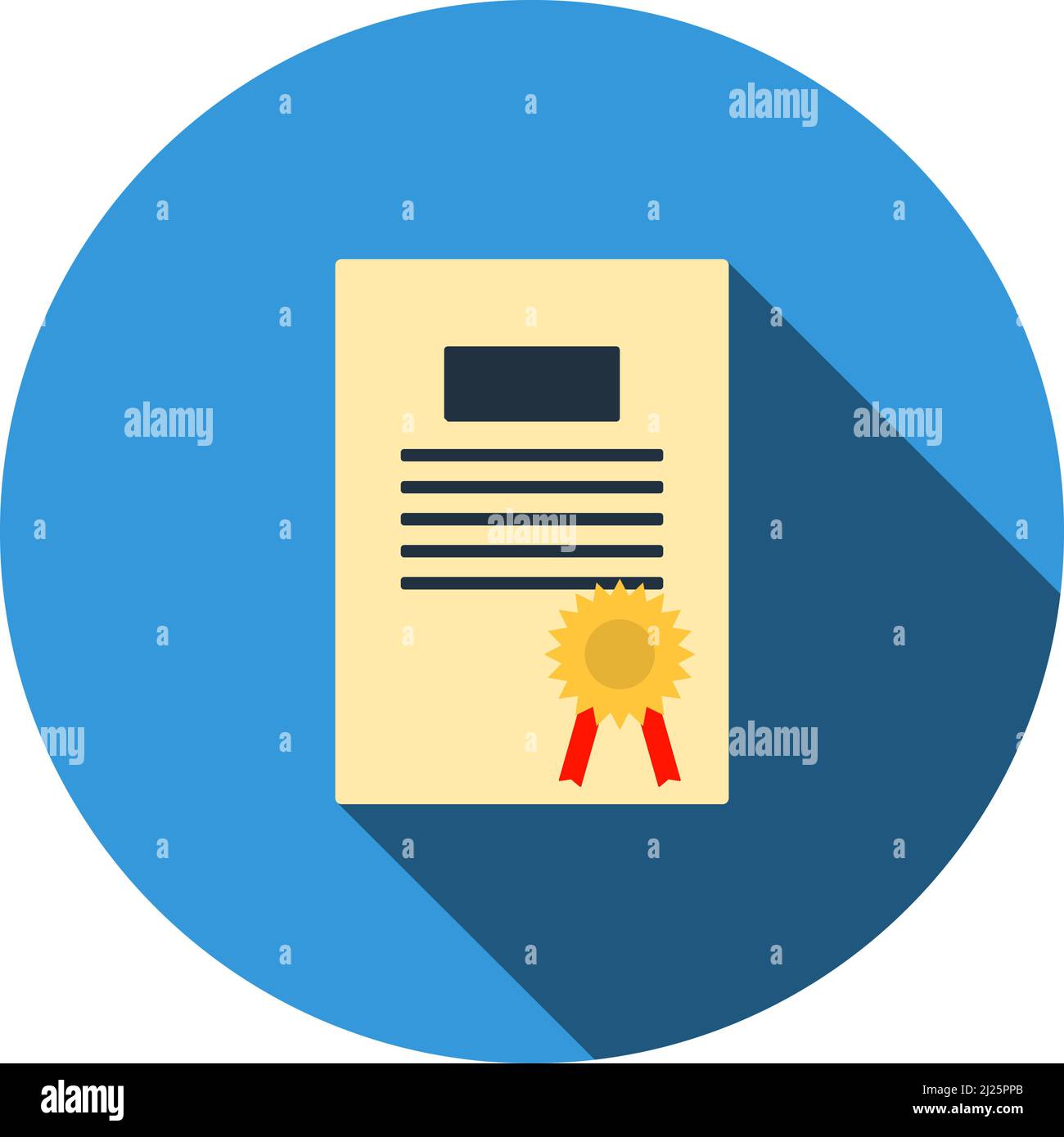 Diploma Icon. Flat Circle Stencil Design With Long Shadow. Vector ...