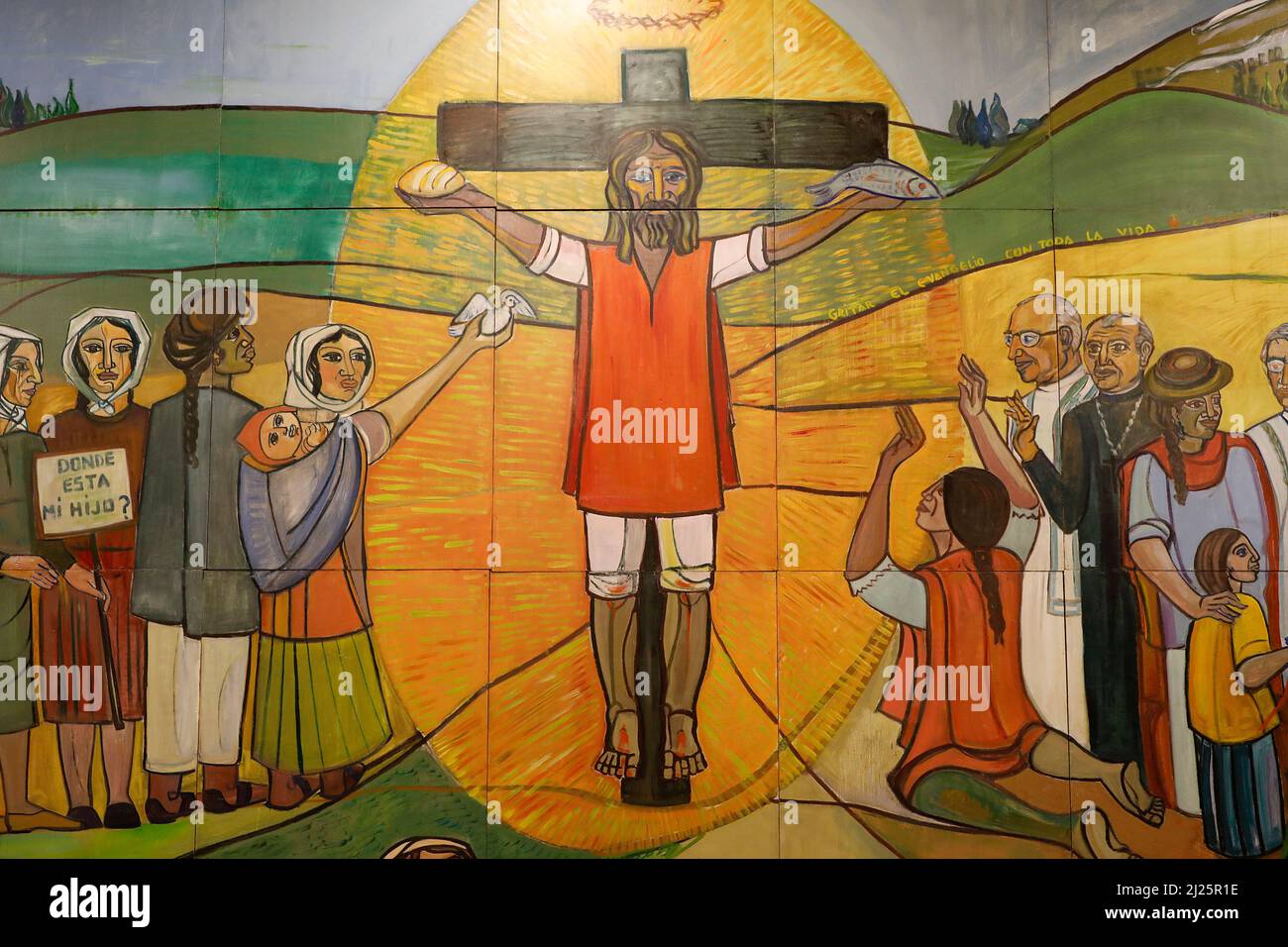 St Peter's cathedral, Riobamba, Ecuador. Mosaic depicting Jesus on the ...