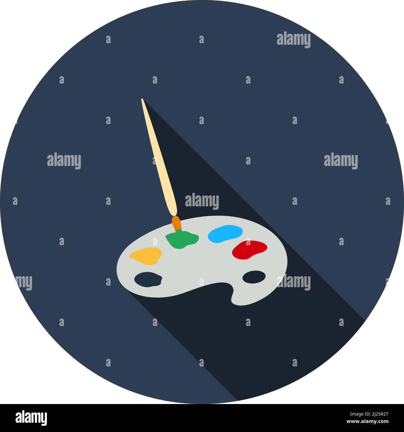 School Palette With Brush Icon. Flat Circle Stencil Design With Long ... School Palette With Brush Icon. Flat Circle Stencil Design With Long ...