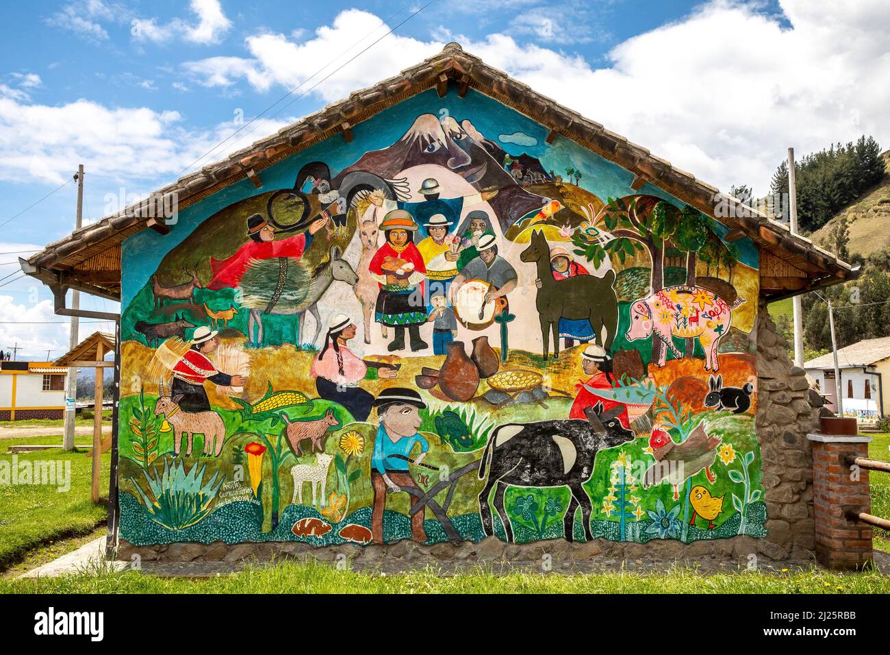 Collective mural painting directed by Pablo Sanaguano in a Chimborazo ...