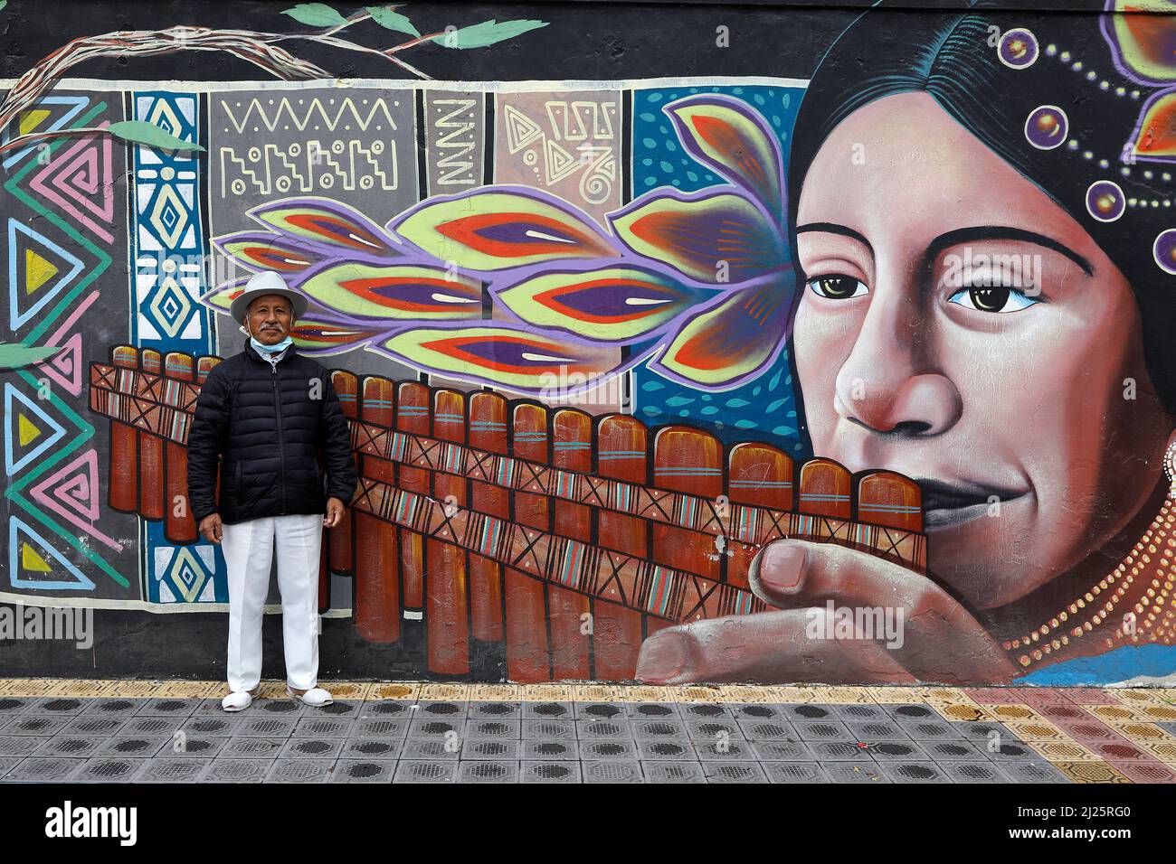 Detail of a mural painting in Otavalo, Ecuador Stock Photo - Alamy