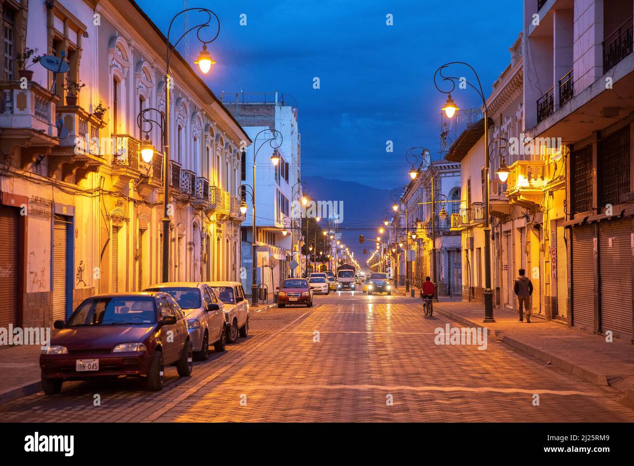 Street at night in Riobamba, Ecuador Stock Photo - Alamy