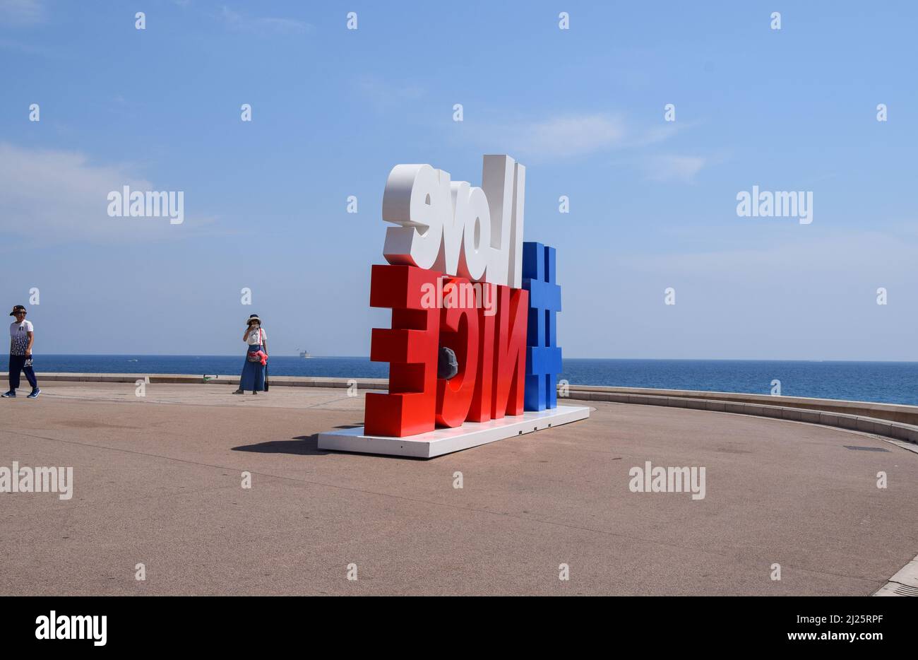 Nice, France. 6th July 2019. People take photos of the 'I Love Nice ...