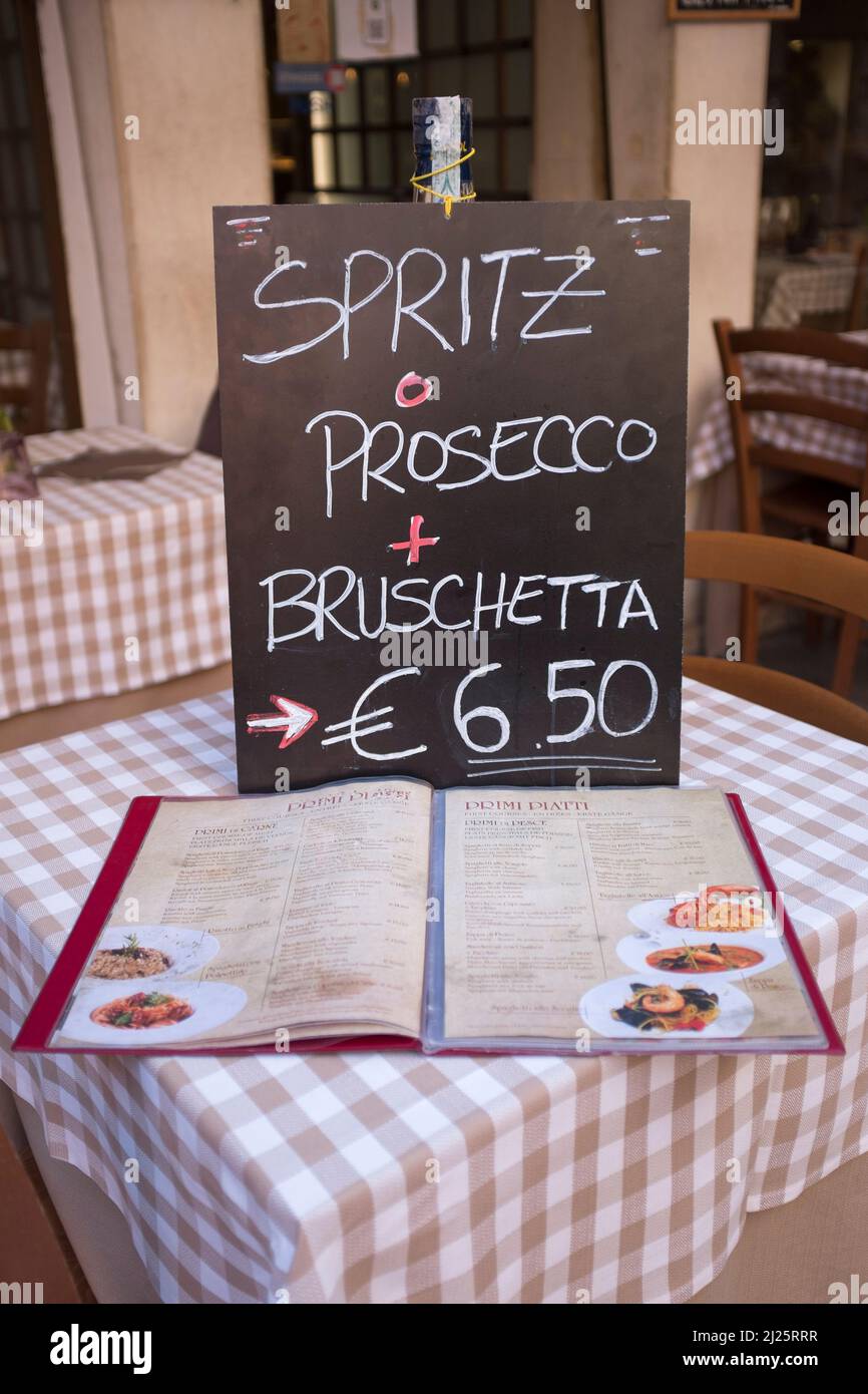 Bar Restaurant Menu Board Venice Italy Stock Photo - Alamy