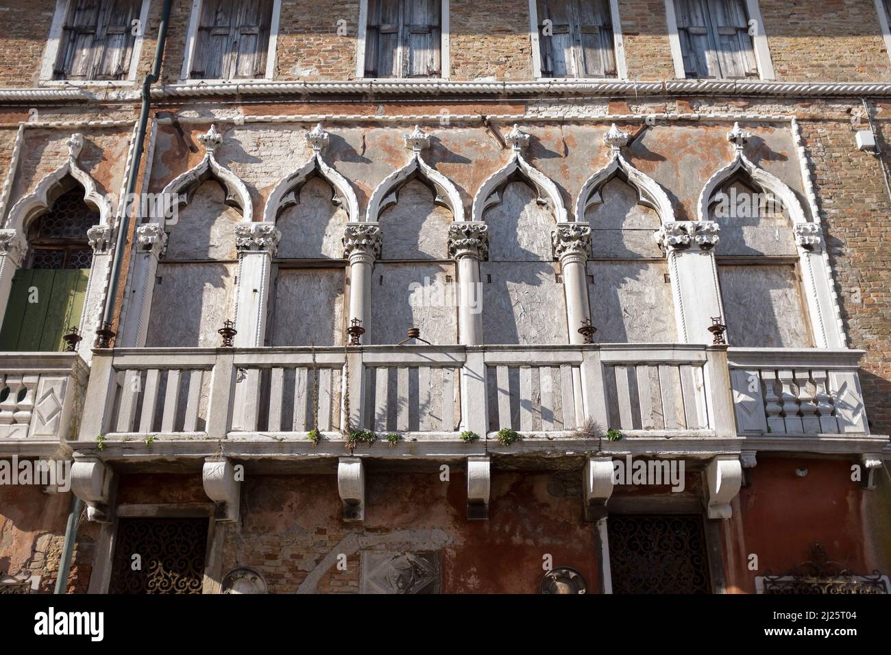 Boarded Up Historic Building in the Centre of Venice Italy Stock Photo ...