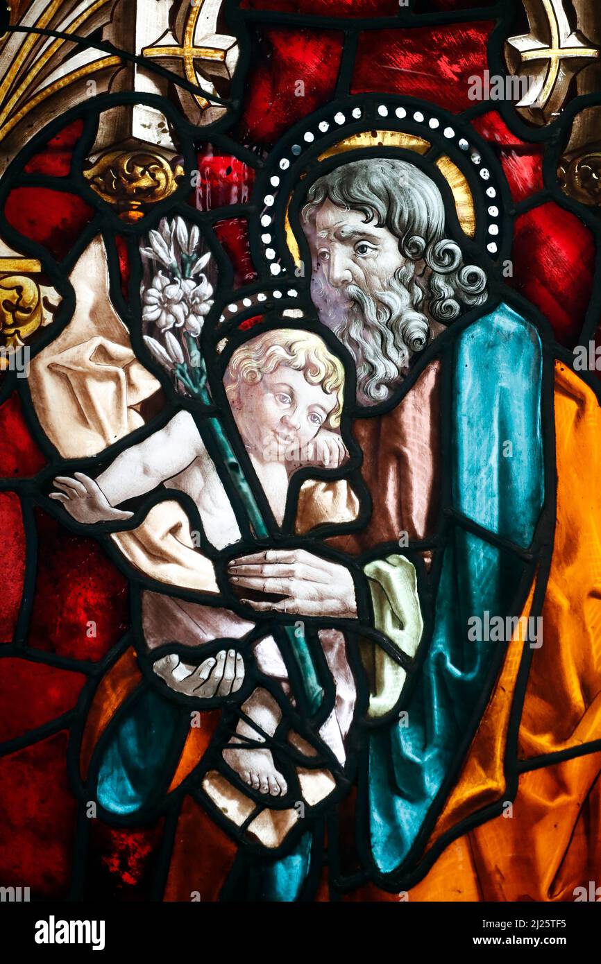 Church of Saint Jerome ( San Jeronimo ) the Royal. Stained glass window ...