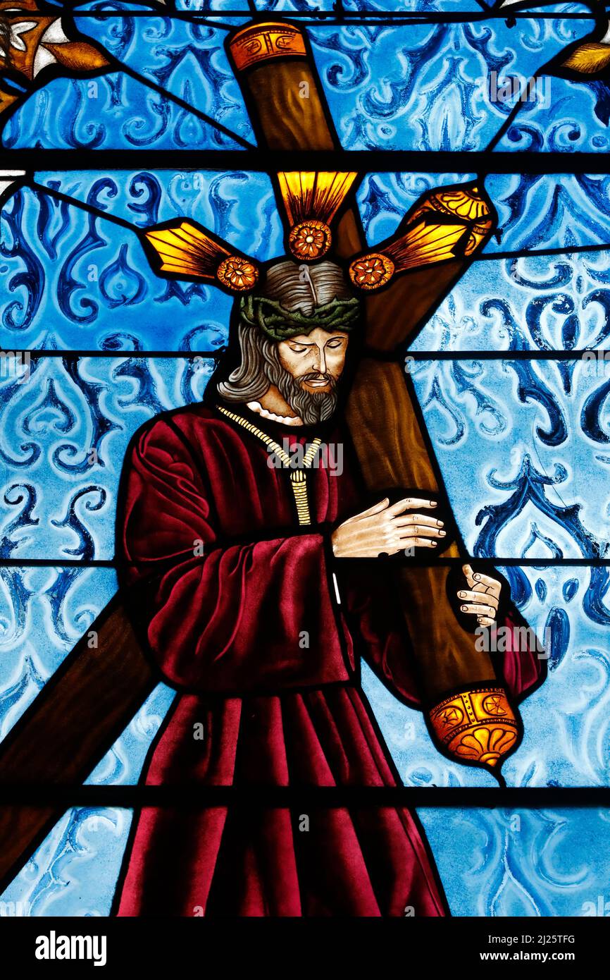 Church of Saint Jerome ( San Jeronimo ) the Royal. Stained glass window ...